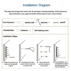 DACUN Safety Certification Yoga Mat Wall Rack and Foam Roller Storage, 6-Tiers Wrought Iron Exercise Mats for Home Gyms & Studio, Up to 6 Inch Diameter (Color : White) (Color : Black)