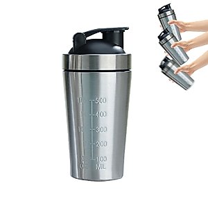 500ml Protein Shake Bottle,Smoothie Shaker & Gym Powder Bottle,Protein Mixes Shaker Cup,Stainless Steel Water Bottle And Protein Shaker,Reusable Stainless Steel Water Bottle,Gym Water Bottle