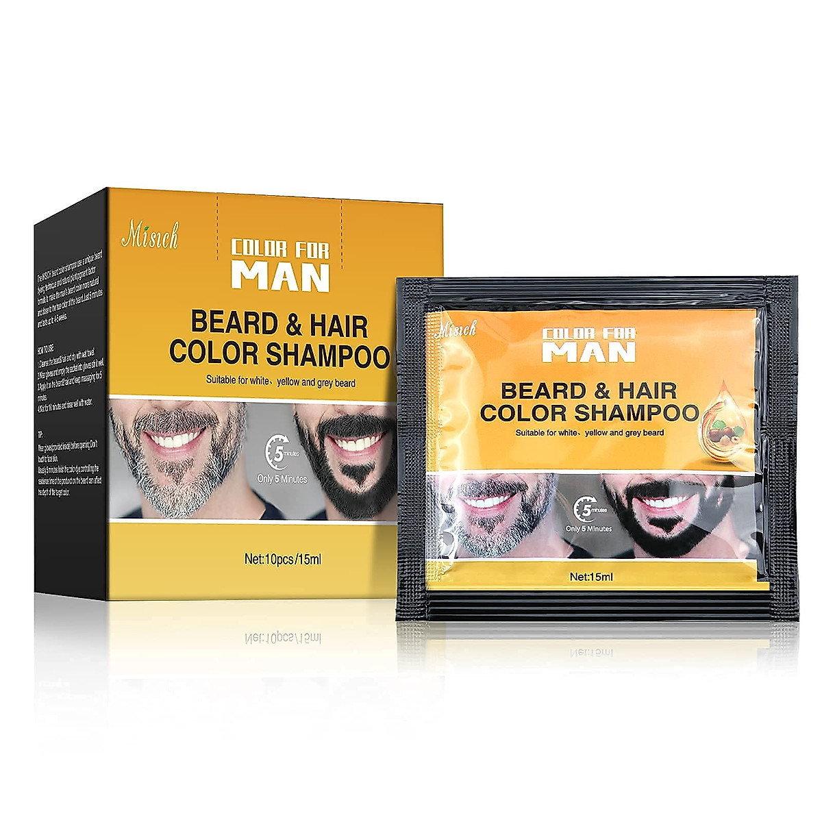 Men Beard Dye Black Coloring The Grey Hair Dyeing Shampoo & Beard Pen