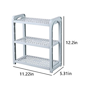Typutomi Plastic Countertop Shelf, 3 Tier Adjustable Shower Caddy Organizer Shelf Cosmetic Storage Holder Kitchen Spice Rack Bathroom Organizer Vanity Tray(Blue)
