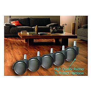 Premium Caster Office Chair Caster Wheel, Black, Set of 5 (ZT08)