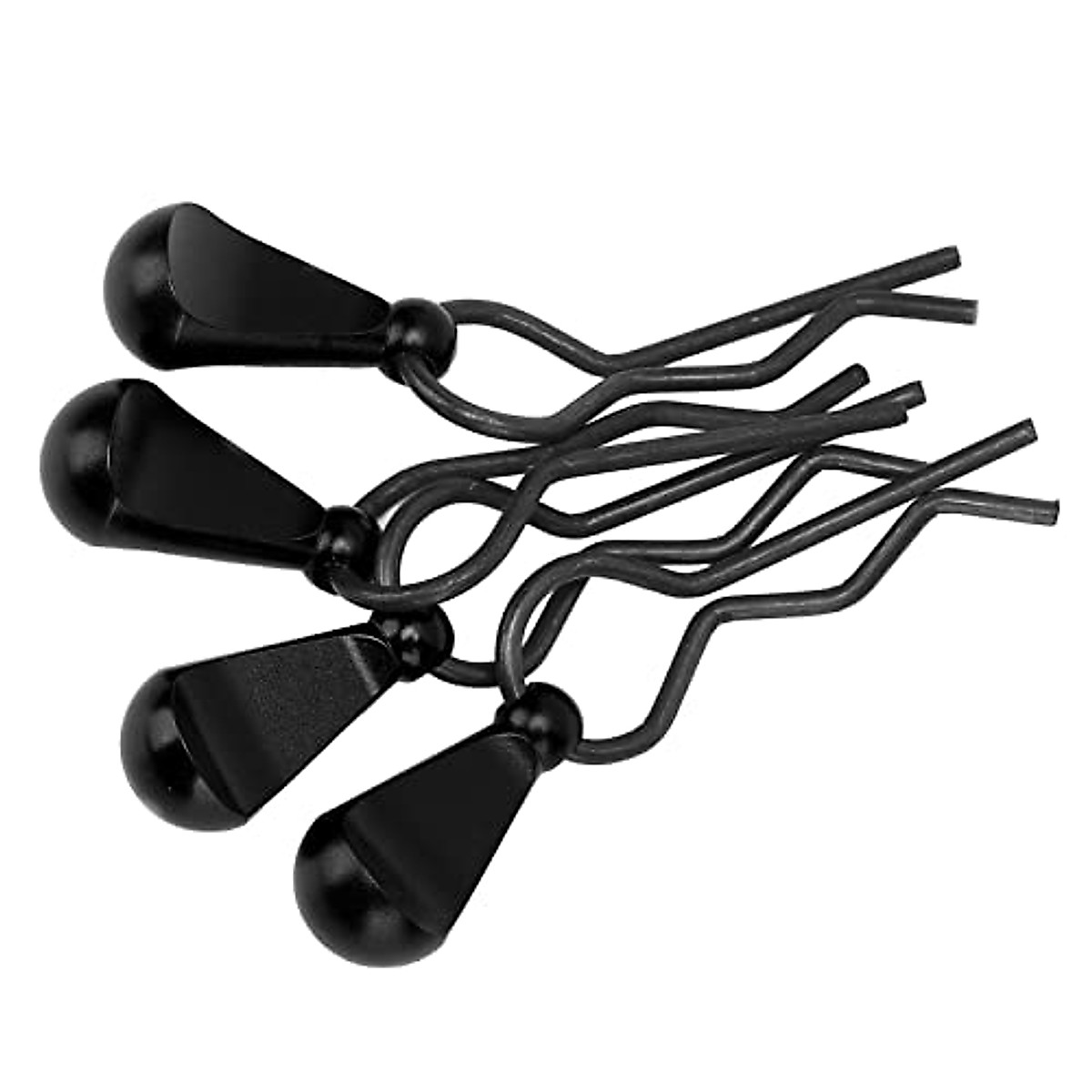 DAUERHAFT RC Car R Clips, Stainless Steel Easy Installation Durable 4Pcs RC Car Body Clip with Aluminum Alloy Handle for 1/10 RC Cars for 1/8 RC Cars(Black)