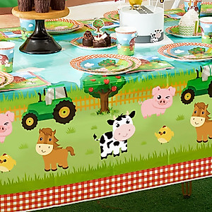 WERNNSAI Farm Animal Party Tablecloth - 1 PC 54" x 108" Farm Birthday Party Decorations Disposable Farm Table Cover Farmhouse Animal Theme Party Supplies for Birthday Baby Shower Boys Girls