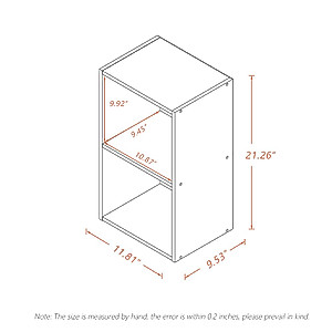 NELYE Basic Open Shelf Bookcase - 2-Tier Small Tiny Wooden Cube Storage Shelves Split Bookshelf, White