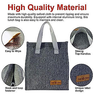 Mziart Minimalist Lunch Bag, Reusable Insulated Lunch Bag for Women Men Lunch Box Container Leakproof Simple Bento Lunch Tote Adults Lunch Cooler Bag for Work Office Picnic or Travel (Grey)