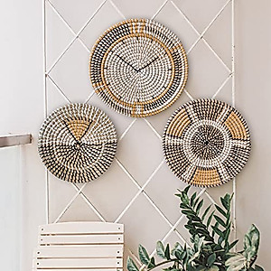 Aureika Decorative Hanging Wall Baskets from Seagrass - Round Wicker Basket Wall Decor - Wicker Wall Art - Wall Basket Decor Boho Flat - Decorative Baskets for Wall with Unique Design (Cyrence)