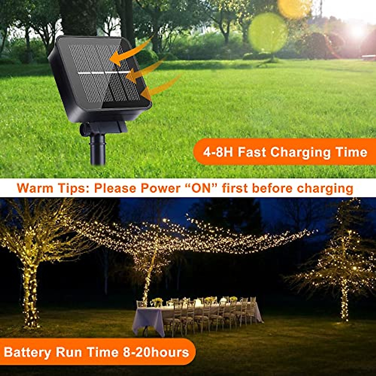 240 LEDS 78Ft Extra-Long Solar String Lights Outdoor,SUWITU Solar Fairy String Lights Waterproof with 8 Modes,Copper Wire Solar Twinkle Lights for Outside Garden Tree Yard Party Xmas Decor(Warm White)