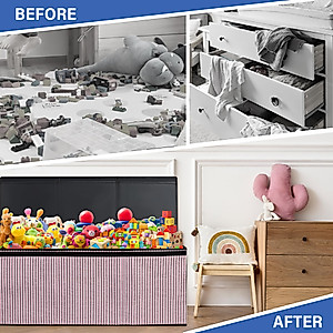 DECOSIS Extra Large Toy Box, Foldable Toy Chest for Girls with DIY Partition Storage, Kids Toy Box 40 x 16 x 14 in for Playroom, Living Room, Kid's Room, Pink, LBOX-PINK-1