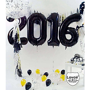 40 Inch Black 16 Number Balloon 61 Large Size Jumbo Digit Mylar Foil Helium Black Balloons for 16th 61st Birthday Party Celebration Decorations Graduations Anniversary Supplies