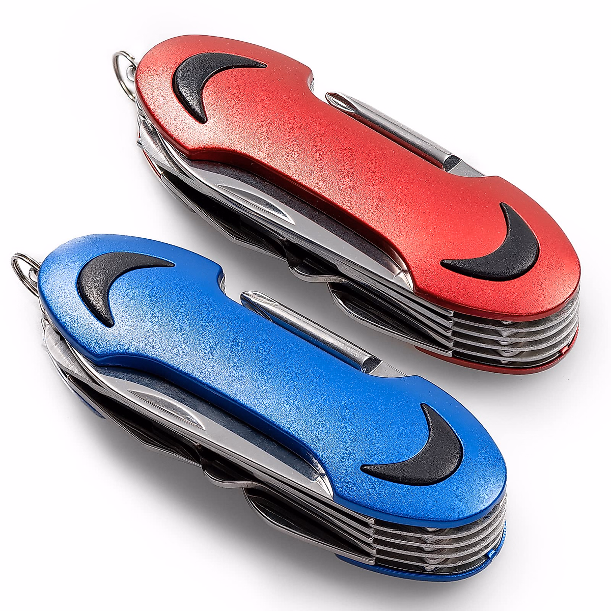 COMEBO 2 PCS Pack Foldable Pocket Swiss Style Army Knife, 12-in-1 Multitools Pocket Knife for Camping Hiking Multi Function Survival Tool