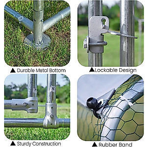 HITTITE 1.26" Tube Chicken Coop Run Large Metal Chicken Coop, Outdoor Walk in Chicken Coop Cage, Heavy Duty Spire Shaped Duck Chicken Hen House Outdoor Chicken Pen with Waterproof & Anti-UV Cover