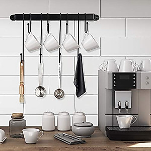 AJART Coffee Mug Rack Form Hand-Forged Cup Holder (17”/8 Hooks) Coffee Mug Hangers for Kitchen Organizer and Mug Hangers for The Wall