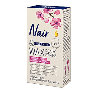 Nair Hair Remover Wax Ready-Strips for Face & Bikini, 40 CT