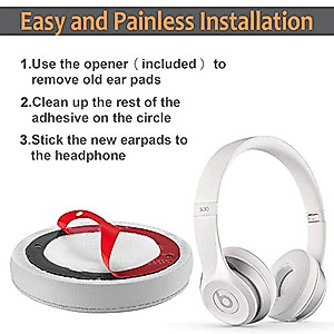 Replacement Ear Pads for Solo 2, Ear Cushions wih Memory Foam Compatible with Beats Solo2/ Solo3 Wireless Headphones(1Pair White)