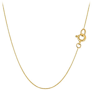 Jewelry Affairs 10k Solid Real Gold Mirror Box Chain Necklace, 0.45mm (18 Inches, Yellow Gold)