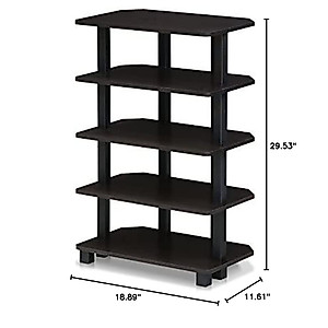 Furinno Turn-N-Tube 5-Tier Corner Storage Shelf, Espresso