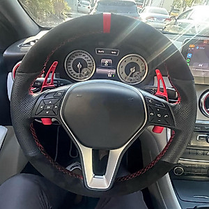 MaJher Car Hand Sewing Braid Steering Wheel Cover,for Mercedes-Benz A-Class 2013-2015 B-Class E-Class 2011-2014 CLA-Class