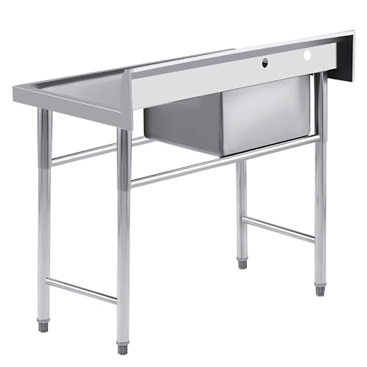 Gaomon Stainless Steel Sink, Commercial Kitchen Prep & Utility Sink Free Standing Single Bowl with Drainboard for Restaurant Laundry Garage Bar Workshop (1 Sink/W Drainboard, 39"L x 23.6"W x 37"H)
