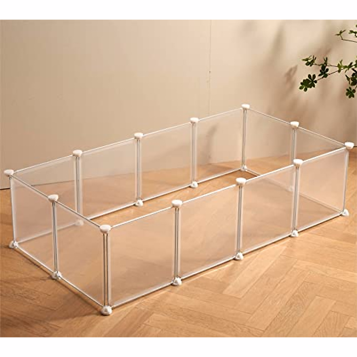 LURIVA Transparent Clear Small Animal Playpen, Guinea Pig Cages, Puppy Dog Pet Rabbit Bunny Indoor Outdoor Fence Pen Enclosure, White Plastic Playpen,12 X 12 Inch, Panels