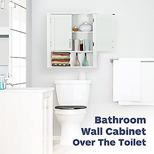 ZenStyle Bathroom Wall Cabinet Over The Toilet, White Medicine Cabinet with 2 Doors and Adjustable Inner Shelves, for Bathroom, Living Room