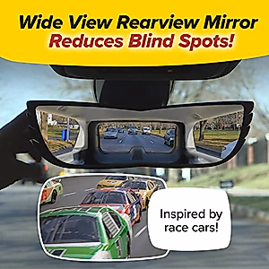 New Improved Angel View Wide-Angle Rearview Mirror AS-SEEN-ON-TV Reduce Blind Spots, Installs in Seconds, Fits Most Cars, SUVs & Trucks