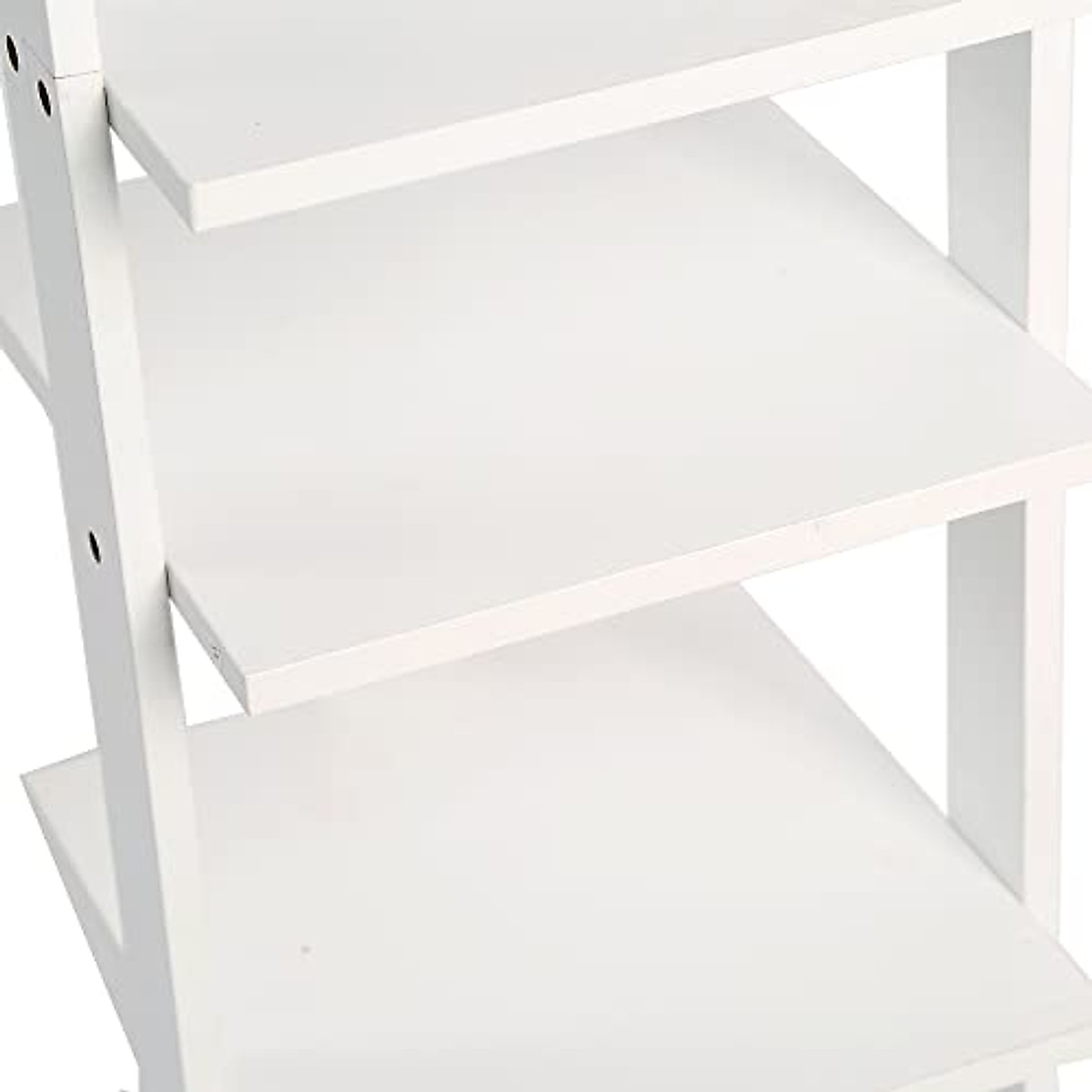 HOMEFORT 10-Tier Vertical Shoe Rack, Corner Shoe Tower, Slim Shoe Organizer with Two Hanging Hooks, Wooden Shoe Storage Stand for Entryway, Hallway, Closet (White)