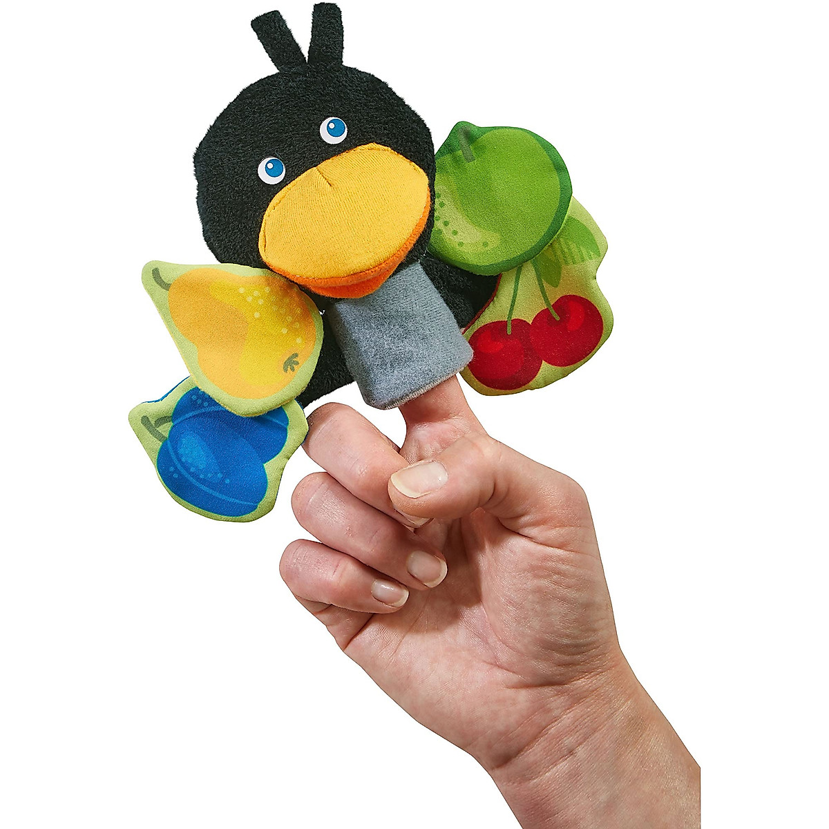 HABA Fabric Book Orchard with Raven Finger Puppet and Removable Fruit