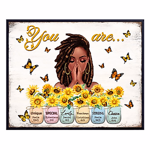 Faith God African American Wall Art Poster - Black Art - Christian Wall Decor- Black Girl Magic - spiritual Religious Wall Decor - Inspiration Christian Gifts for Women, African Americans, Black women