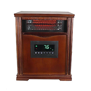 LifeSmart LifePro 1500W Portable Electric Infrared Quartz Space Heater for Indoor Use with 4 Heating Elements and Remote Control, Brown Oak Wood