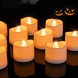 Beichi 24pcs Amber Yellow LED Tealight Candles, Over 150 Hours of Light-time, Battery Operated Realistic Tea Lights, Flickering Bright Tealights, Ideal for Valentine's Day, Mother's Day and Birthday