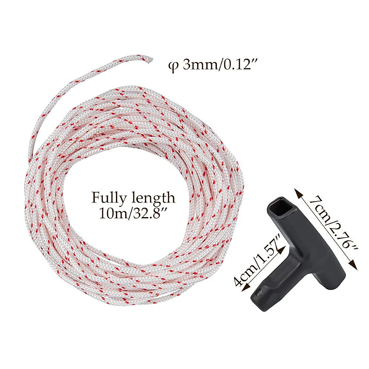 Sonku 2 Pack Recoil Starter Rope 10-Meter(Diameter:3.0mm), Pull Cord with 2 Pack Recoil Starter Handle for Husqvarna Stihl Poulan Lawn Mower Chainsaw/String Trimmer Edger Brush Cutter Engine Parts