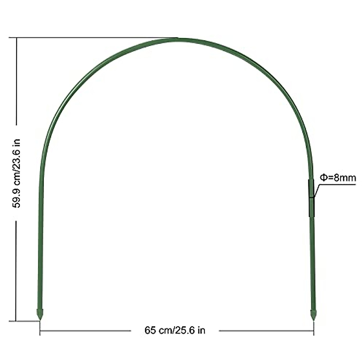 FOTMISHU 6Pcs(25.6" x 23.6") Greenhouse Hoops,Plant Support Stakes, Rust-Free Grow Tunnel 4.9ft Long Steel with Plastic Coated Support Hoops Frame for Garden Fabric, Plant Support Garden Stakes
