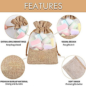 CCINEE 12PCS Burlap Drawstring Gift Bag,Organza Treat Bag Pouch for Wedding Baby Shower Party Favor Supply,5 X 7 Inch