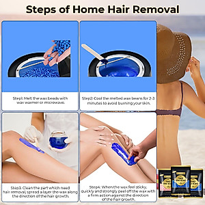 Wax Beads for Hair Removal, Keethem 10.5oz Hard Wax Beans Coarse Hair Waxing Beads for Face, Eyebrow, Bikini Brazilian for Women Men with 10 Applicators 3 packs