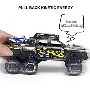 Toy Pickup Truck for Boys - Ford F150 Toy Trucks 1/24 Scale Die-Cast Model Cars with Sound and Light, Toy Cars for 3+ Year Old Boys Girls (Black)