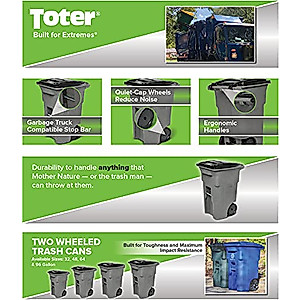 Toter 64 Gal. Trash Can Graystone with Quiet Wheels and Lid