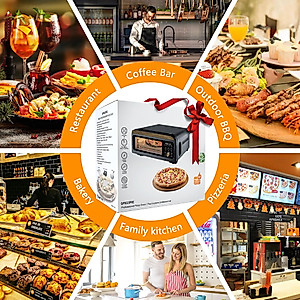 Upgrade Electric Pizza Oven with 800°F Make Pizza in Minutes, 12” Portable Countertop Versatile Pizza Oven for Indoor & Outdoor, Classic Black Stove is Suitable for Home and Commercial