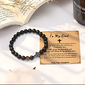 ORISPRE Gifts for Dad from Daughter Best Dad Ever Gifts Valentines Birthday for Daddy Father of the Bride Cross Bracelet for Men