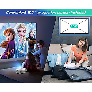 TMY Projector with WiFi and Bluetooth, Native 1080P 5G WiFi Outdoor Projector with 100" screen, 4K Supported Portable Projector, Compatible with iOS/Android/PC/TV Stick/HDMI/AV/USB, Indoor Outdoor Use