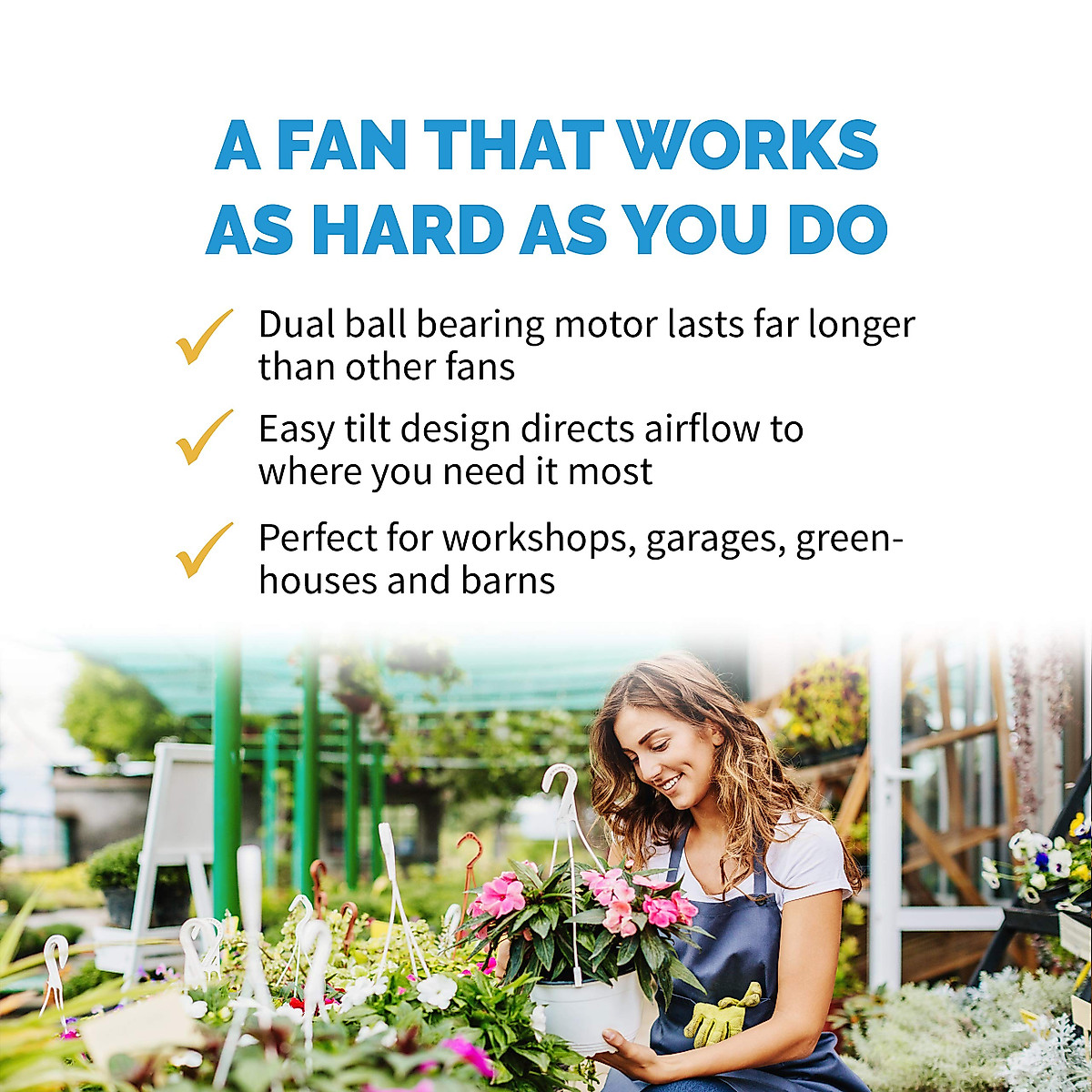 NewAir 18” Outdoor High Velocity Wall Mounted Fan with 3 Fan Speeds and Adjustable Tilt Head, NIF18WBK01