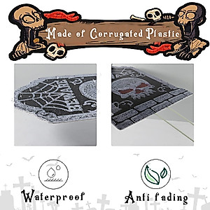 17in Tombstones Yard Sign with Stakes, 6PCS Graveyard Halloween Decorations Scary Gravestone Headstone Lawn Signs Halloween Decor Halloween Tombstones & Cemetery Decorations Waterproof(Large)