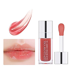 Fujiuia Glossy Lip Gloss Tinted Lip Oil Moisturizing Hydrating Plumping Liquid Lipstick Long Lasting Shine Lip Tint Lip Stain for Girls and Women