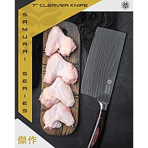 KESSAKU 7-Inch Cleaver Butcher Knife & 6-Inch Boning Knife Set - Dynasty Series - German HC Steel - G10 Full Tang Handle