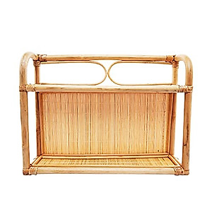 T'Furni Rattan Wall Shelf for Living Room Kitchen Wall Decor - Natural Rattan Floating Shelves - Rectangle Shelf Wall Decor - Natural Hanging Book - Wall Shelves with Storage - A5