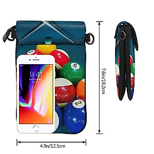 sprinbei Small Crossbody Bags Billiard Cell Phone Purse Woman Pu Leather Shoulder Bag Wallet Pouch Handbag, Black