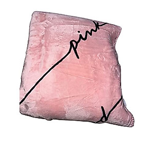 Victoria's Secret Pink Sherpa Blanket Color Rose Pink/Black Script Size 50”x60” Super Soft New