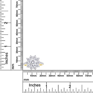 SAVEARTH DIAMONDS 1.70 Carat Round Cut Lab Created Moissanite Diamond Flower Engagement Wedding Ring In 14K Yellow Gold Over Sterling Silver Jewelry For Women (D Color, VVS1 Clarity) Ring Size-8.5