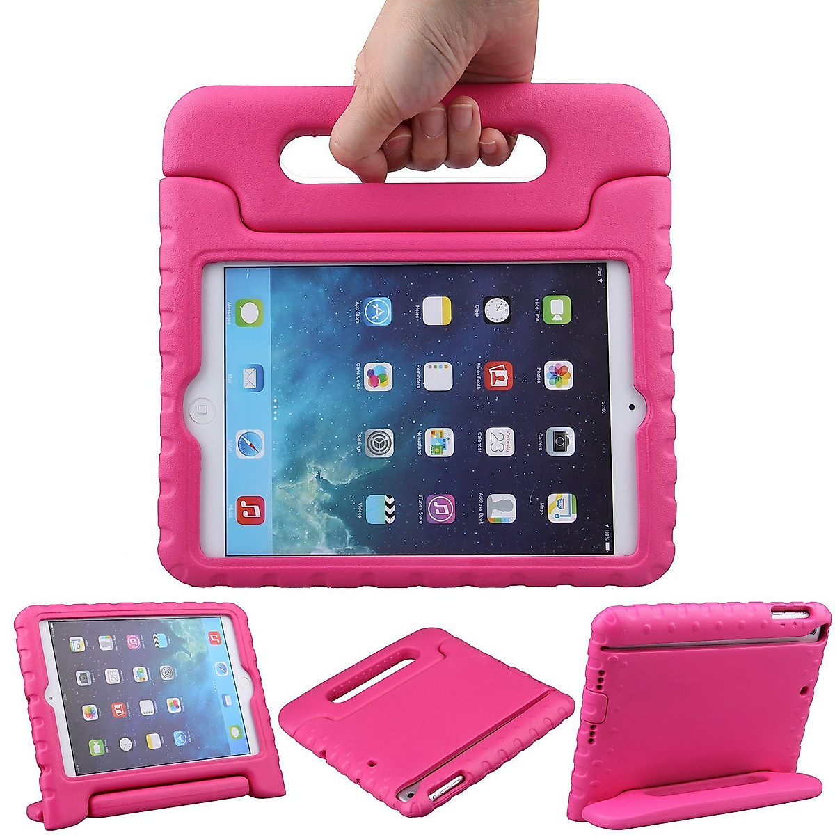 LEFON Kids Case for iPad Mini Shockproof Convertible Handle Light Weight Super Protective Stand Cover Case for Apple iPad Mini 3rd Gen/Mini 2 / Mini 1 (Rosy)