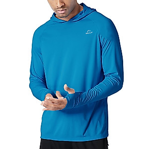 Willit Men's Sun Shirts UPF 50+ Protection Hoodie Rash Guard Shirt SPF UV Shirt Long Sleeve Fishing Outdoor Lightweight Brilliant Blue M