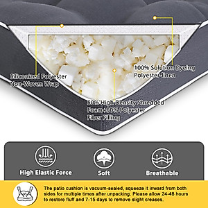 Favoyard Patio Cushions 19 x 19 Inch Indoor & Outdoor Chair Cushions Water-Resistant Seat Cushion for Patio Furniture 3-Year Color Fastness Square Tufted Couch Chair Pads with Ties, 2 Pack, Dark Gray